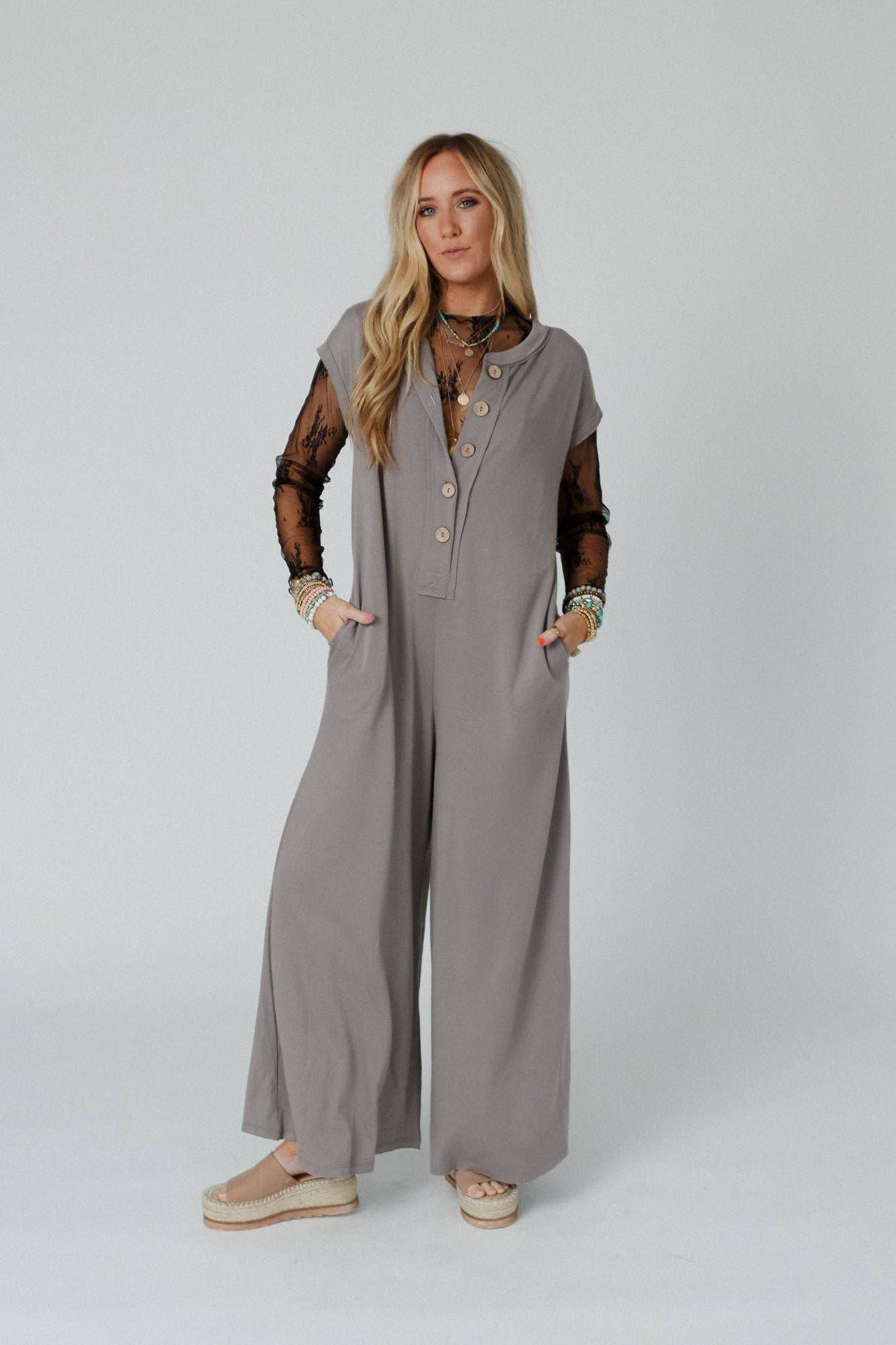 Davina Wide Leg Jumpsuit - Mushroom – Next Generation Boutique