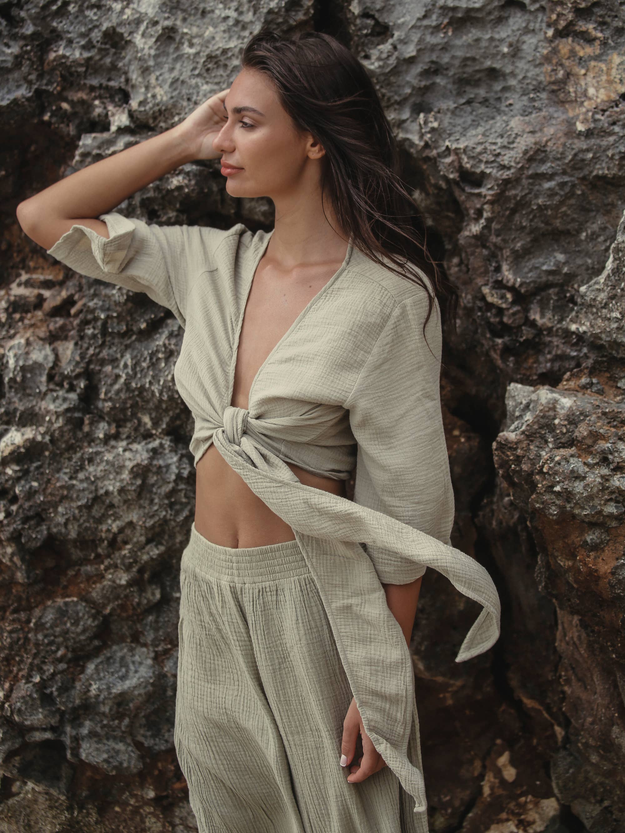 Bali Wrap Top - Khaki Green – Next Generation Boutique
