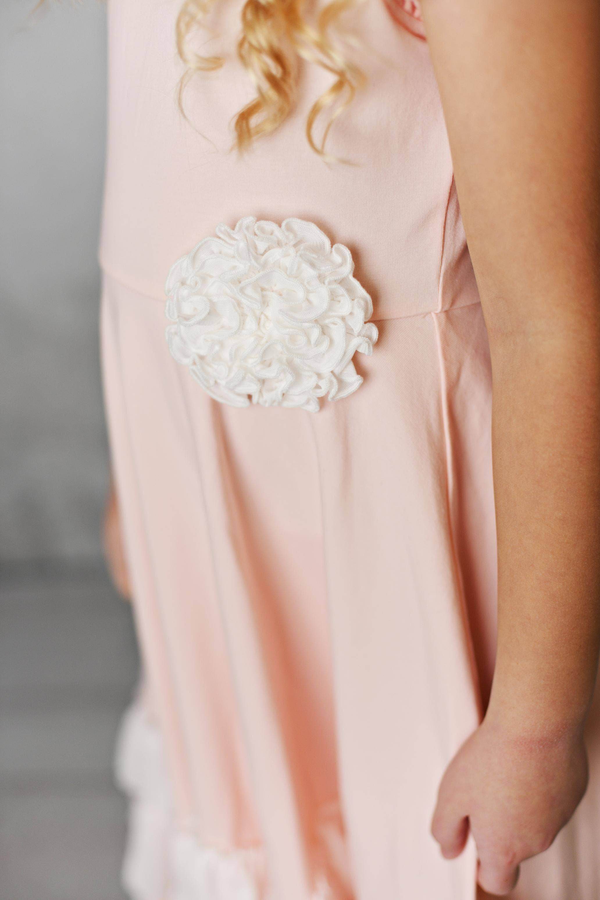 Kids Light Pink Ruffles Flutter Sleeve Rosette Spring Dress – Next ...